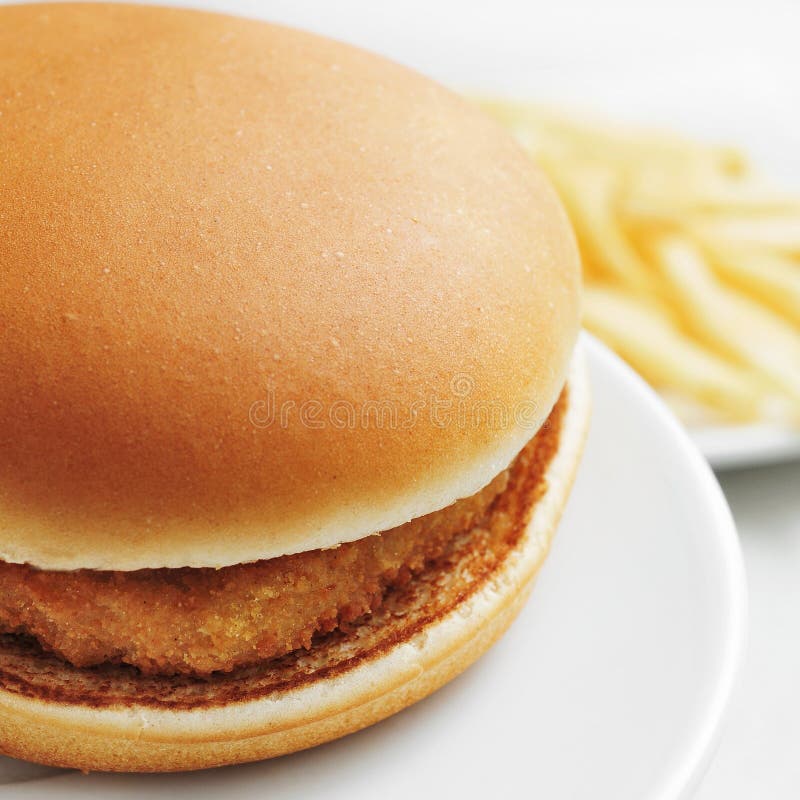 Chicken burger and fries stock image. Image of buffet - 38208849