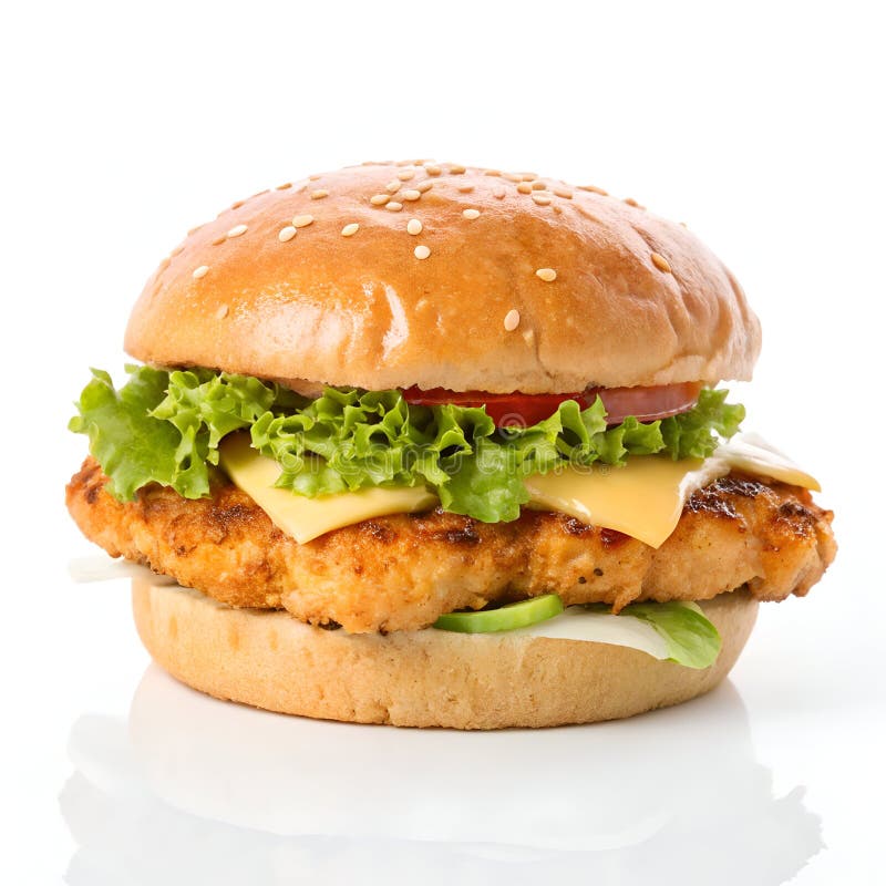 Chicken Burger Isolated on White Background Stock Illustration ...