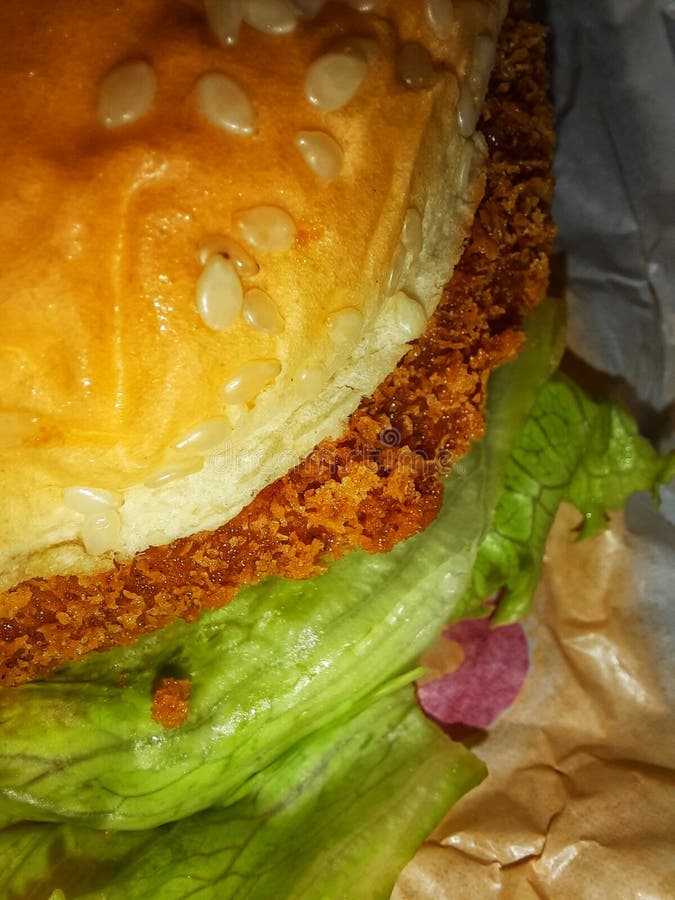 Chicken Burger is Today& X27;s Breakfast Menu Stock Image - Image of ...