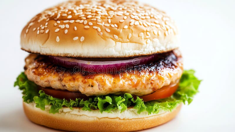 Chicken Burger, White Background Stock Illustration - Illustration of ...