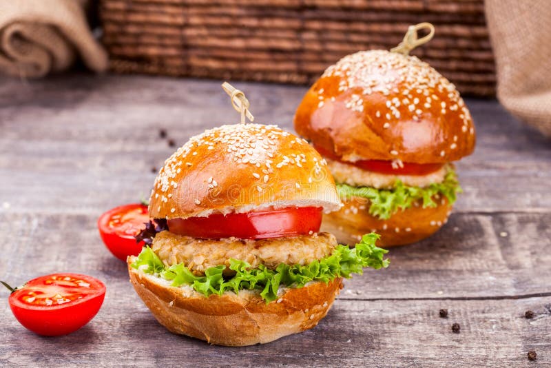 Chicken burgers stock image. Image of crispy, closeup - 65430767