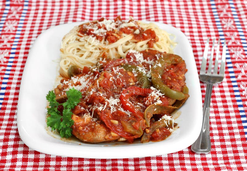Chicken Cacciatore with Pasta Stock Photo - Image of dinner, sauce ...