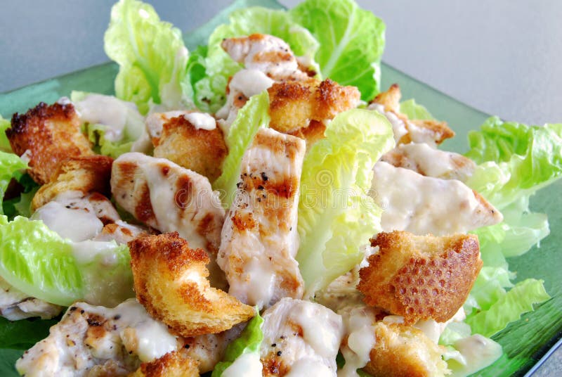 Chicken caesar salad stock image. Image of bread, salad - 51260617