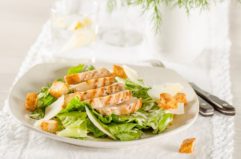 Chicken Caesar salad stock image. Image of delicious - 39628673