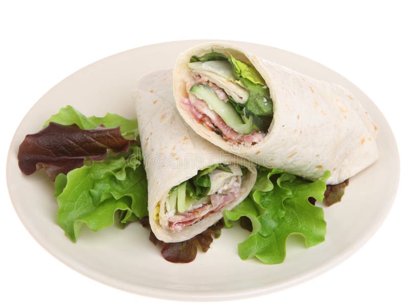 Chicken Caesar Wrap Sandwich Isolated Stock Image - Image of horizontal ...