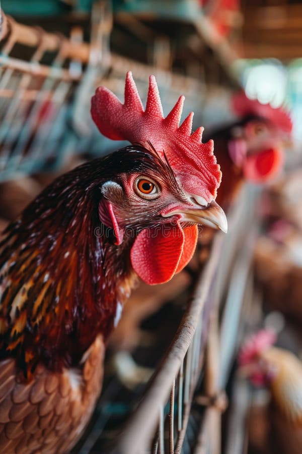 Chicken in Cage Close Up stock image. Image of agriculture - 376133727