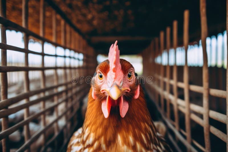 A Chicken in a Cage Looking at the Camera, Created by Generative AI ...
