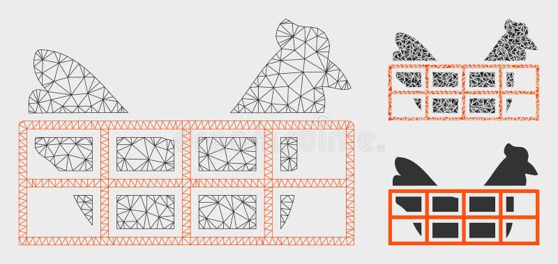 Chicken Cage Vector Mesh 2D Model and Triangle Mosaic Icon Stock Vector ...