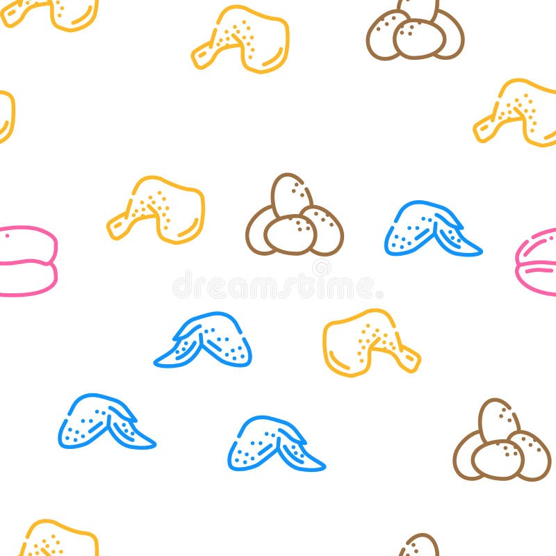 Chicken Carcass, Meat and Organs Icons Set Vector Stock Illustration ...