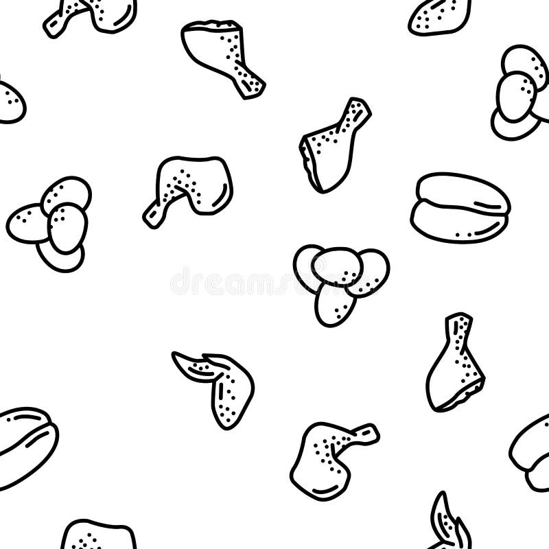 Chicken Carcass, Meat and Organs Vector Seamless Pattern Stock ...