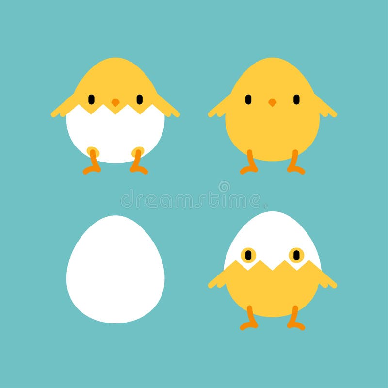 Chicken Cartoon Cute Set. Little Chicken Vector Illustration Stock ...