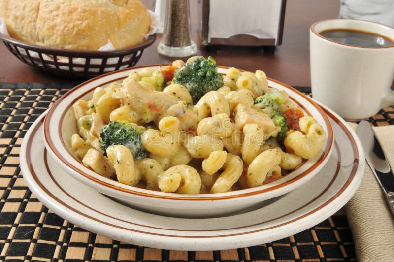 Chicken on cavatappi pasta stock image. Image of crowns - 31554795