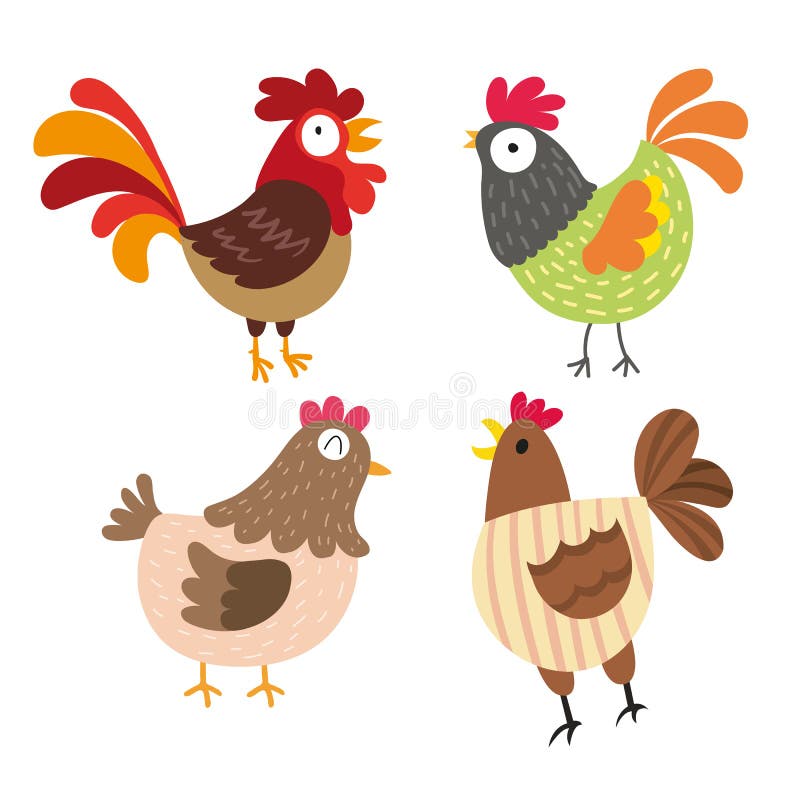 Chicken Character Vector Design Stock Illustration - Illustration of ...