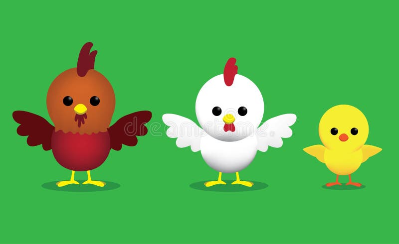 Chicken Characters Set Cartoon Vector Illustration 3 Stock Vector ...