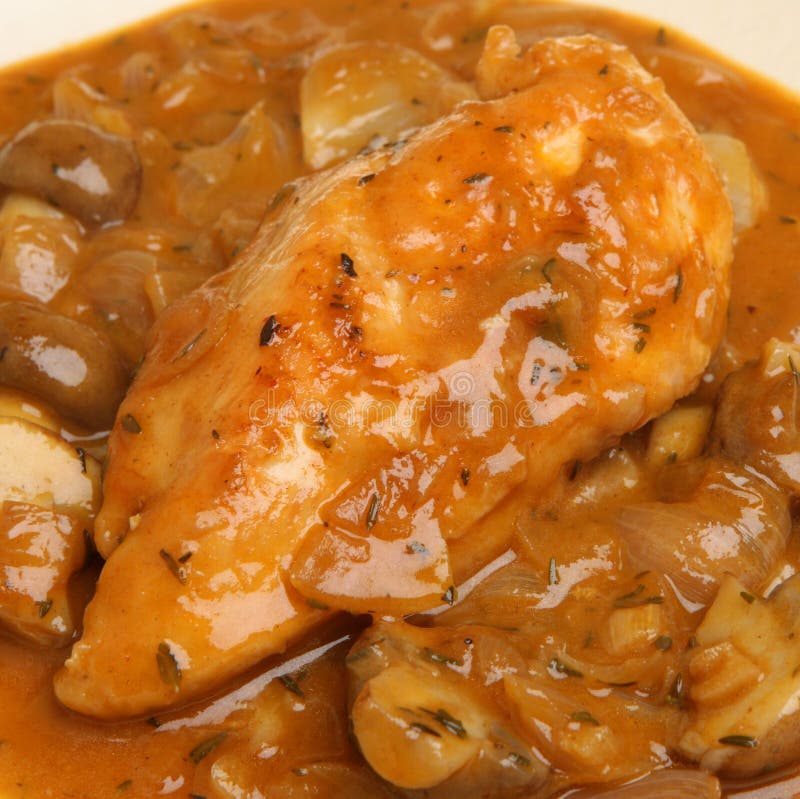 Chicken Chasseur stock image. Image of macro, plate, onion - 33601865