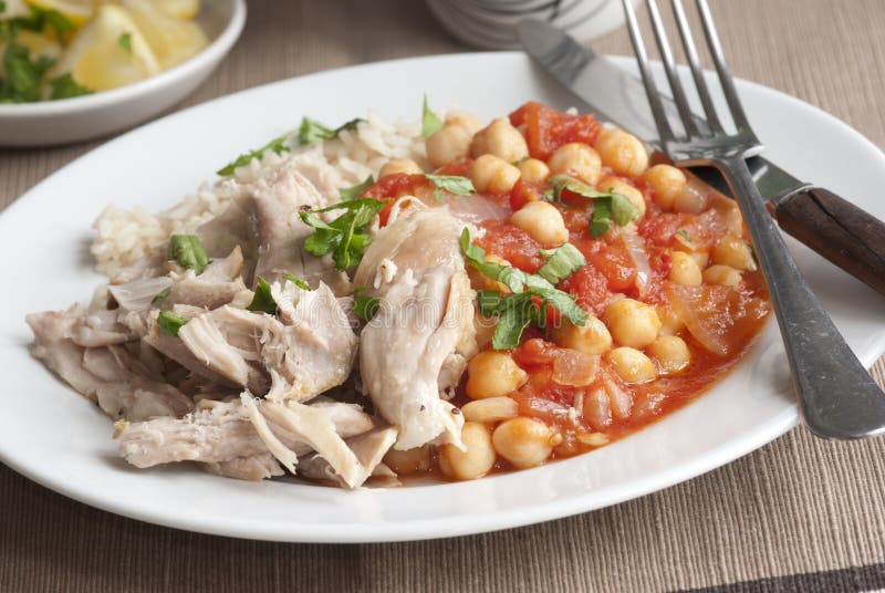 Chicken with chickpeas stock image. Image of rice, pepper - 18159443