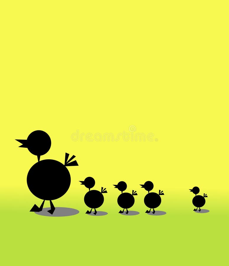 Chicken and chicks stock illustration. Illustration of following - 7562701