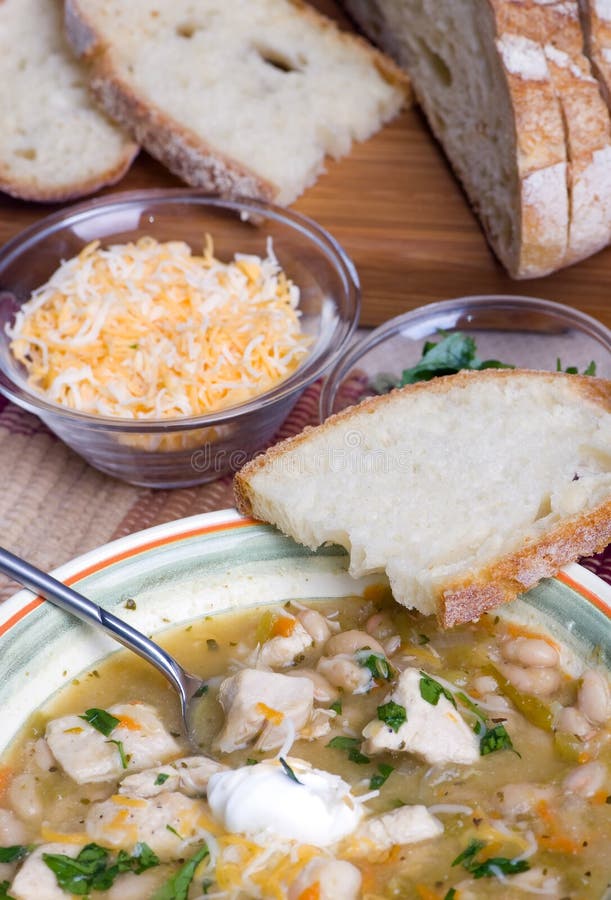 Chicken Chili stock image. Image of cheese, dinner, herbs - 3367101