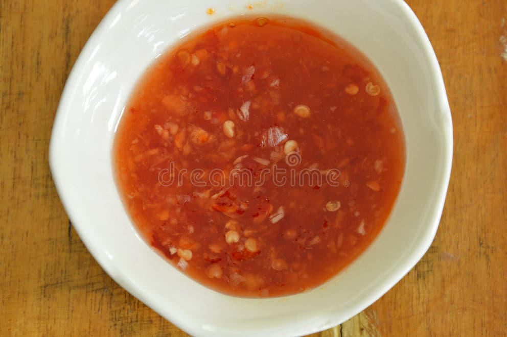 Chicken Chili Sauce in Cup on Table Stock Image - Image of processing ...