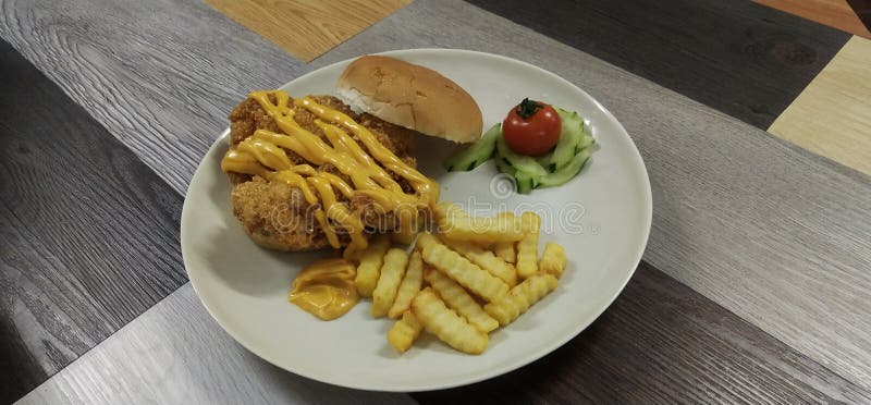 Chicken chop burger stock photo. Image of burger, chop - 158836464