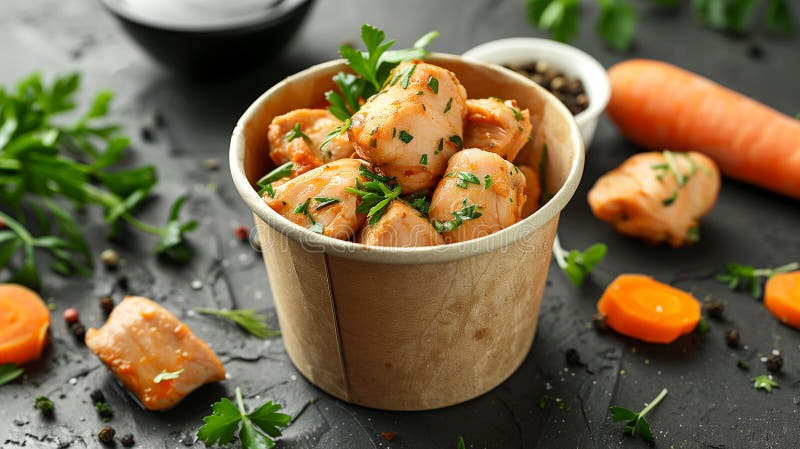 Chicken Chunks in a Paper Cup Popcorn Chicken with Herbs and Carrots ...