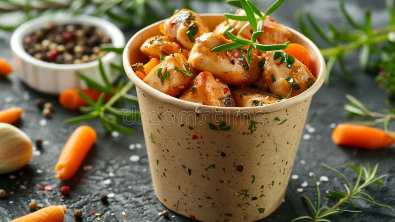 Chicken Chunks in a Paper Cup Popcorn Chicken with Herbs and Carrots ...