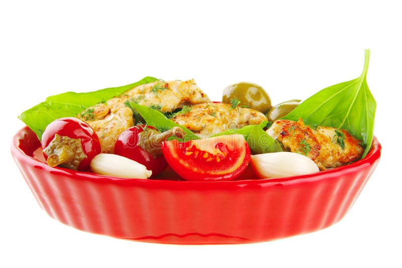 Chicken chunks on red stock photo. Image of health, food - 14433116