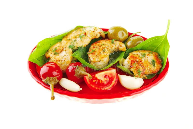 Chicken chunks on red stock photo. Image of food, fresh - 15149190