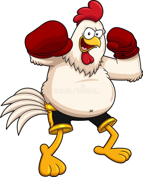 Angry Boxer Chicken Rooster Cartoon Character Wearing Boxing Gloves ...