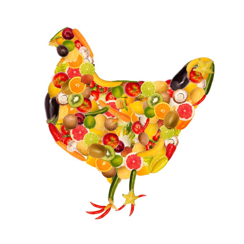 A Chicken, Composed of Fruit and Vegetables Stock Illustration ...