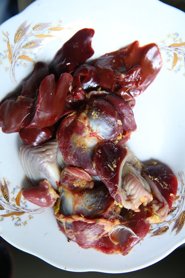 Chicken Constipation. Chicken Kidney in a White Plate Stock Photo ...