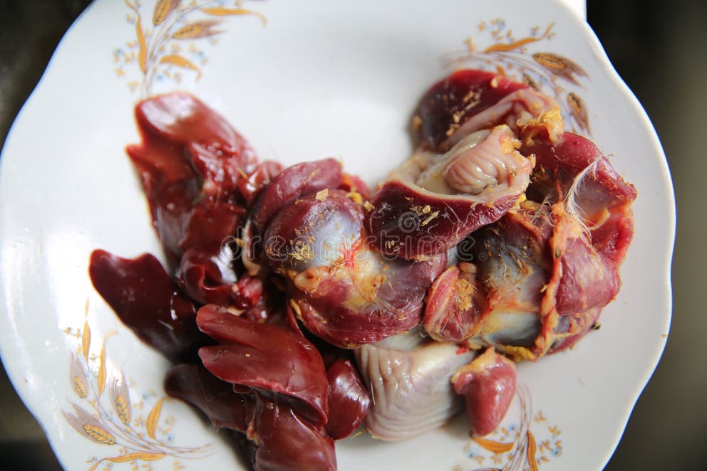 Chicken Constipation. Chicken Kidney in a White Plate Stock Image ...