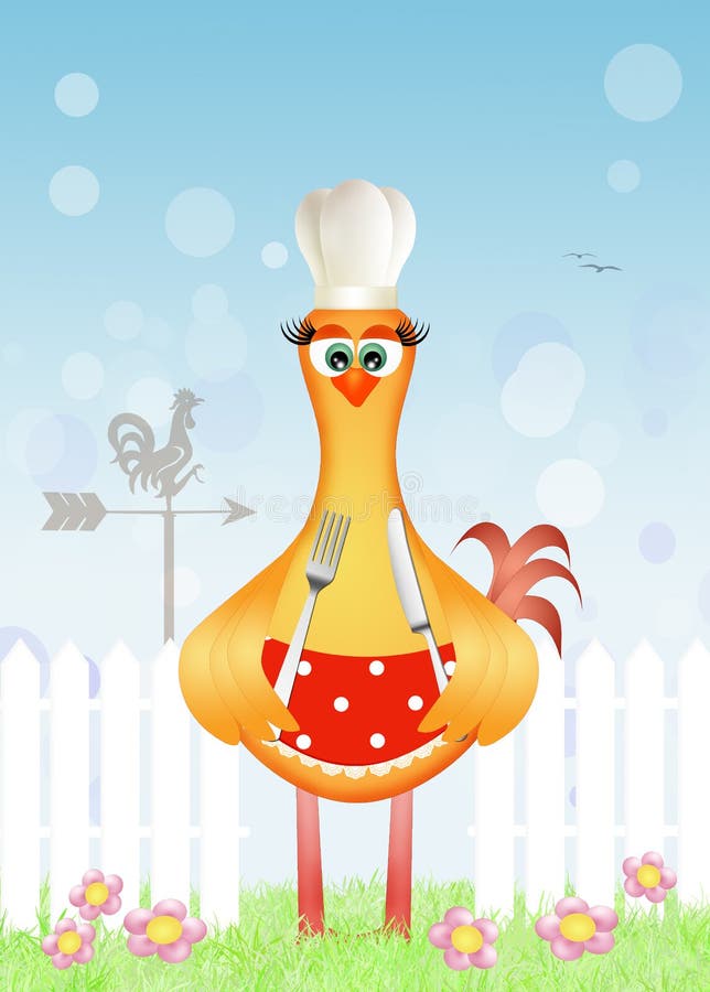 Chicken the cook cartoon stock vector. Illustration of cartoon - 29642574