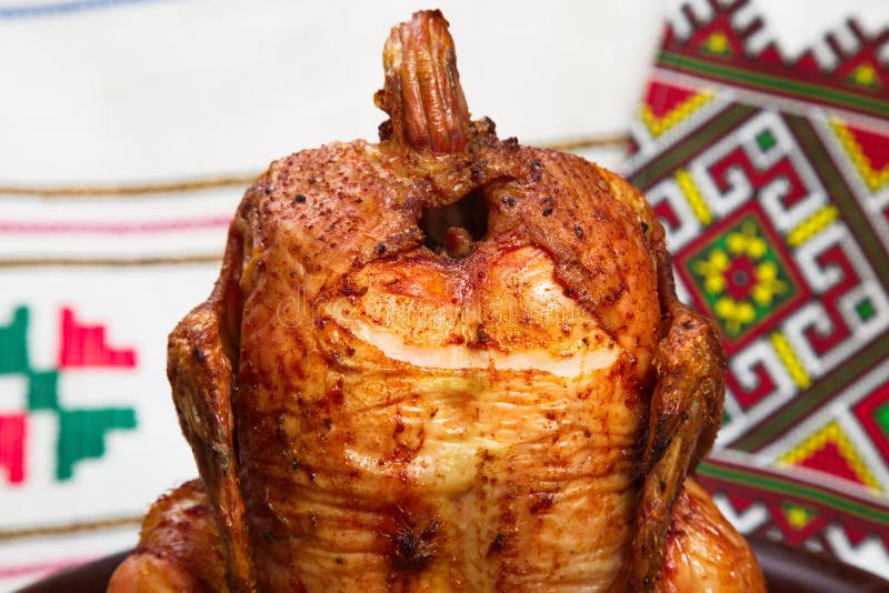 Chicken Cooked in the Oven on a Ceramic Base. Stock Photo - Image of ...