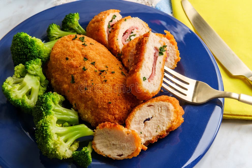 Chicken Cordon Bleu Broccoli Stock Image - Image of french, chicken ...