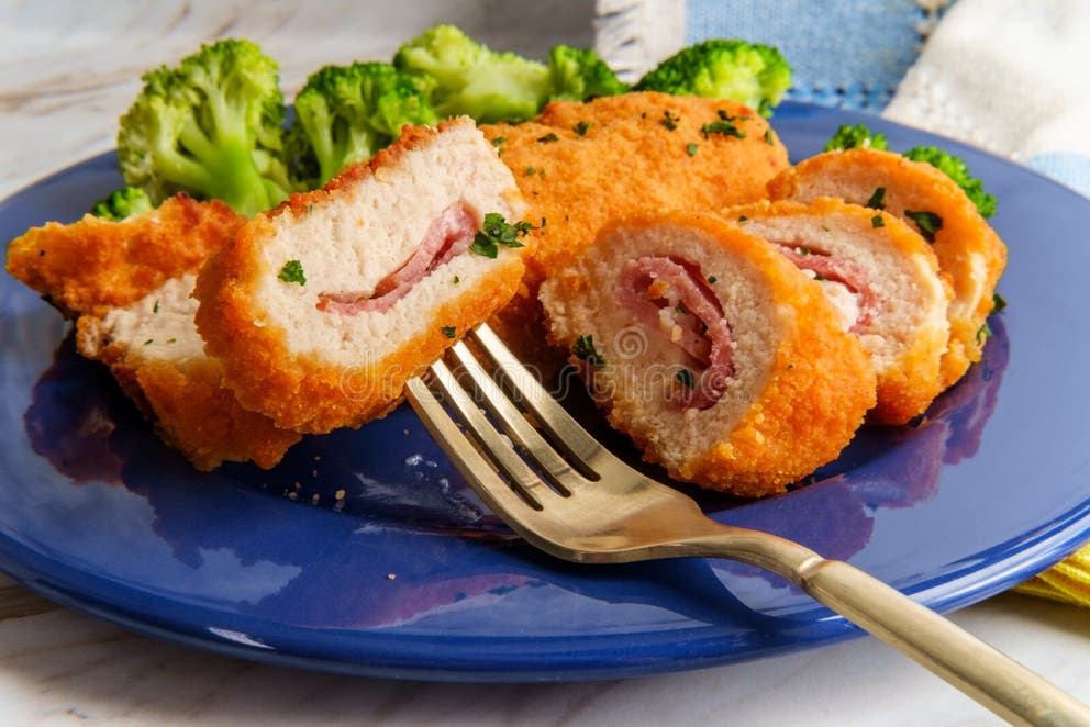 Chicken Cordon Bleu Broccoli Stock Image - Image of eating, gourmet ...