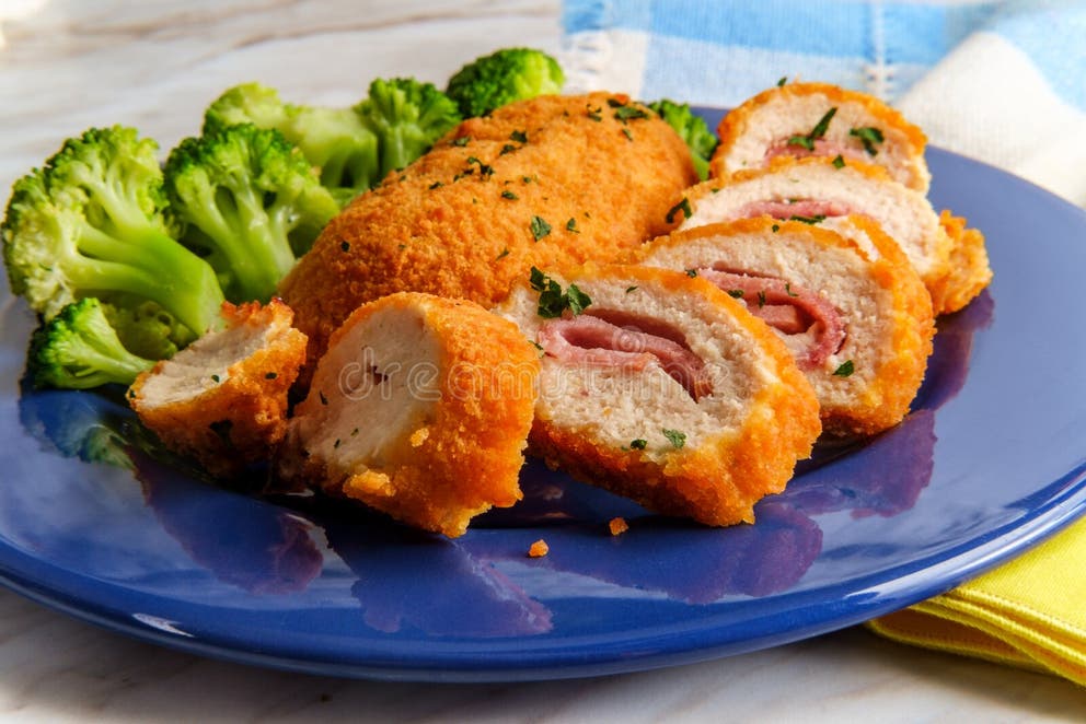 Chicken Cordon Bleu Broccoli Stock Photo - Image of cheese, cooked ...