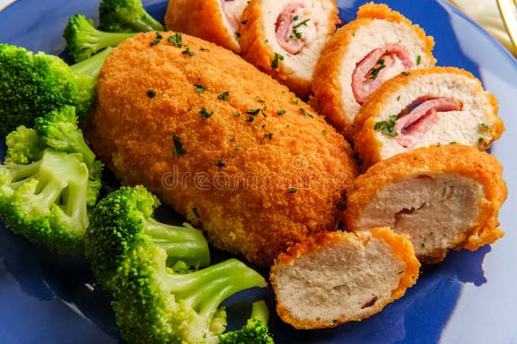 Chicken Cordon Bleu Broccoli Stock Image - Image of eating, cuisine ...