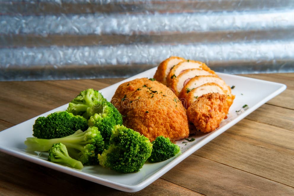 Chicken Cordon Bleu Broccoli Stock Photo - Image of meal, dish: 220796568