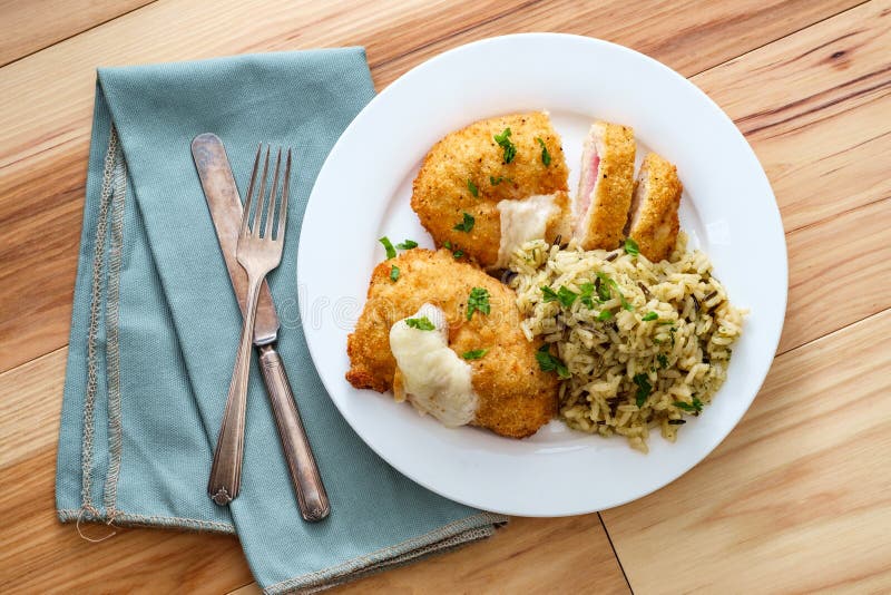 Chicken Cordon Bleu Rice stock photo. Image of bleu - 145581400