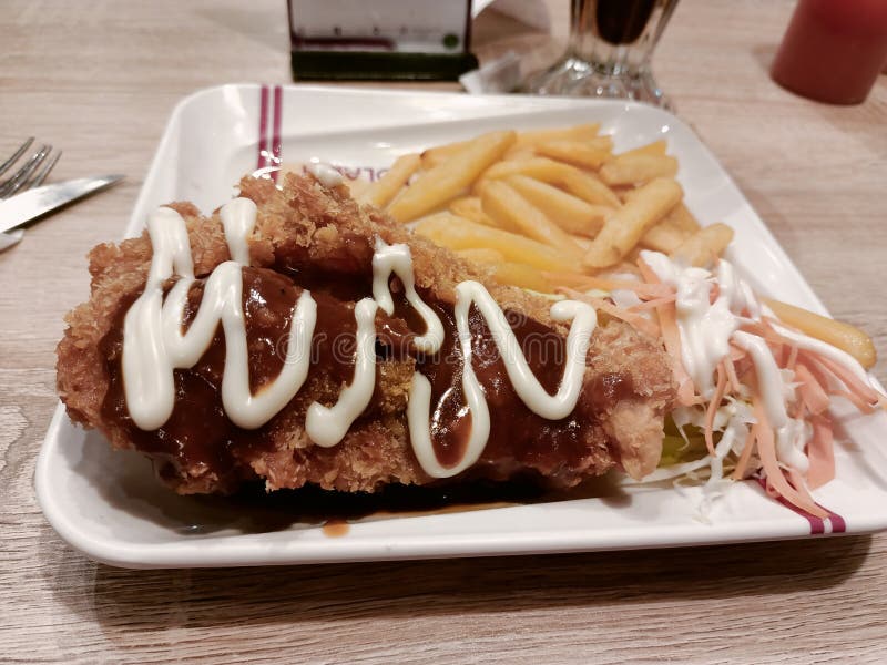 Chicken Cordon Blue with Fried Fries Stock Image - Image of blue, fried ...