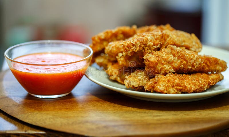 Chicken crisps with sauce stock image. Image of nuggets - 85221633