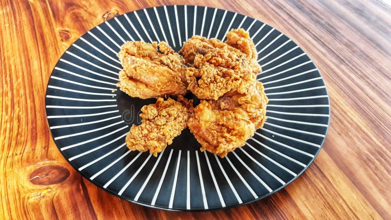 Chicken Crispy Fresh from the Oven on Ceramic Plate Stock Image - Image ...