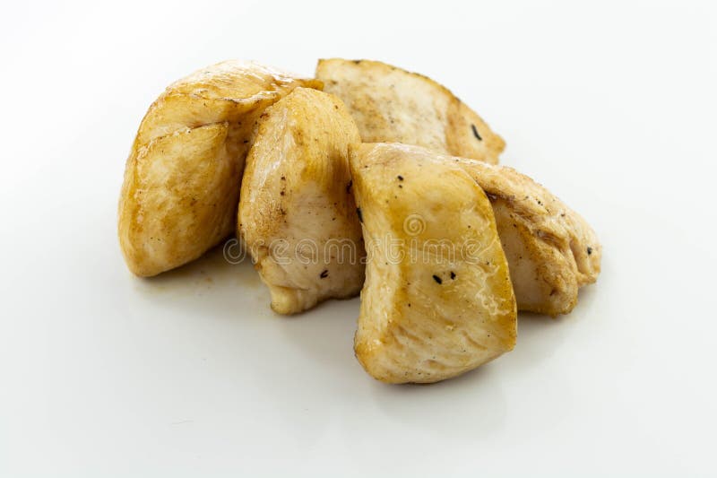 Chicken Cubes Isolated on a White Background, Front View Stock Photo ...