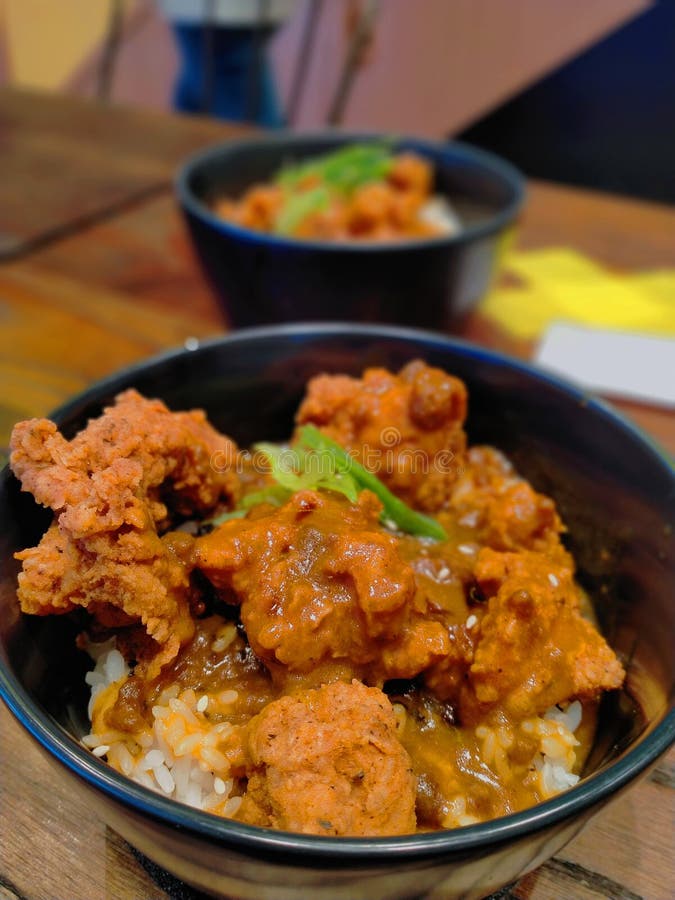 Chicken Curry Cup Bop Rice Bowl Korean Stock Photo - Image of korean ...
