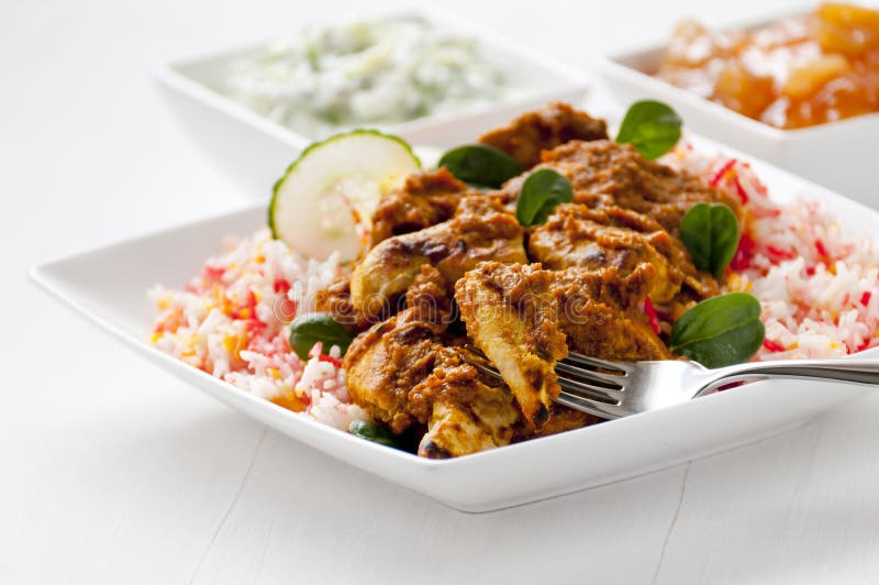 Chicken curry meal stock photo. Image of garnish, rice - 29501114