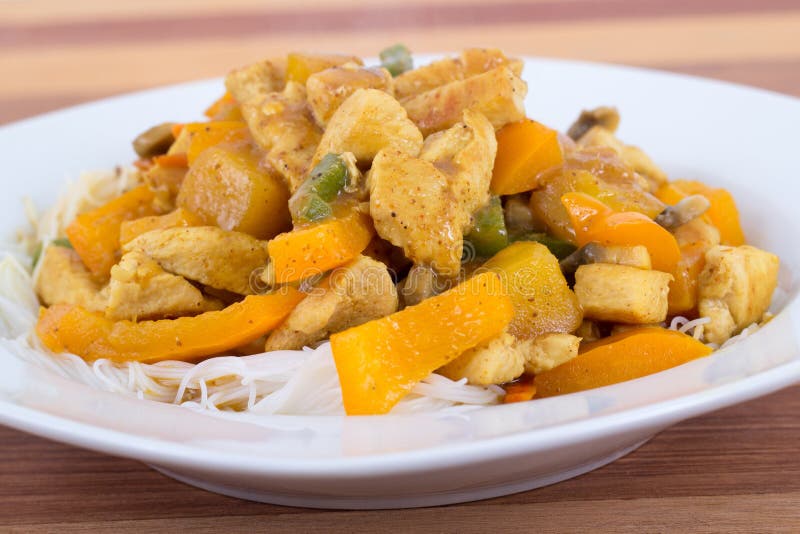 Chicken Curry on Rice Noodle Stock Photo - Image of stir, chicken: 48918060