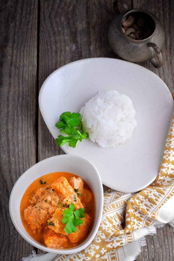 Chicken curry and rice stock photo. Image of pumpkin - 92841354