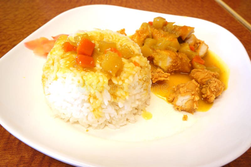Chicken curry with rice stock image. Image of food, brown - 40755707
