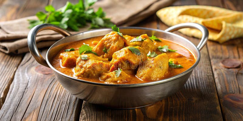 Chicken Curry on Table Side Angle Short Creative AI Stock Illustration ...